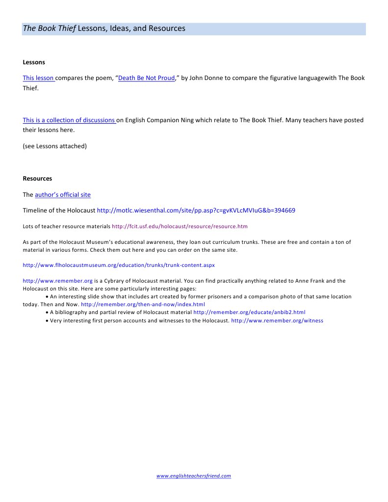 The Book Thief Lessons | PDF | Business