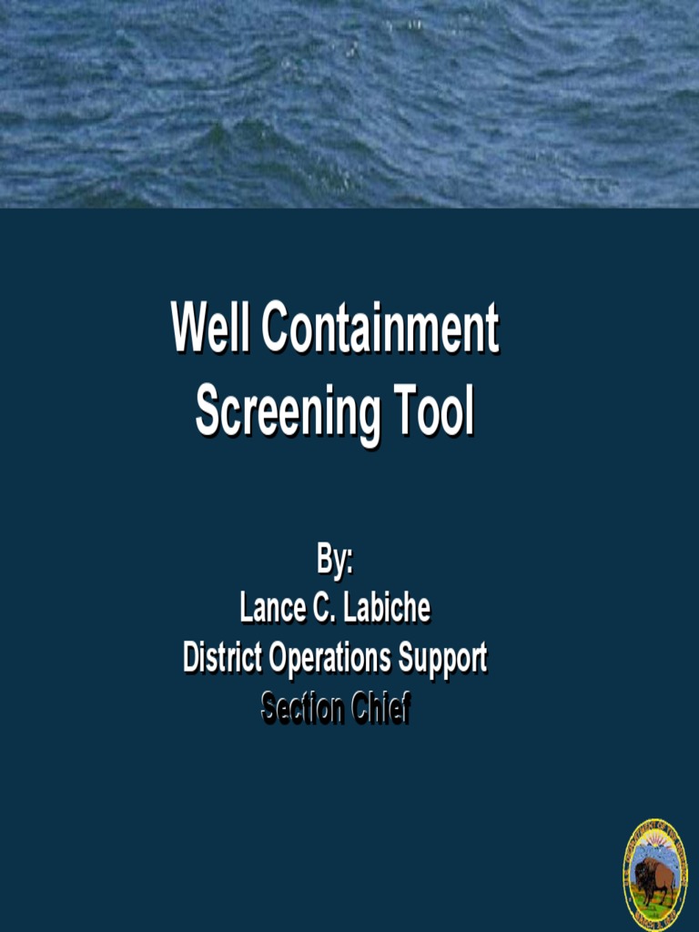 Well Containment Screening Tool | PDF | Casing (Borehole) | Chemistry