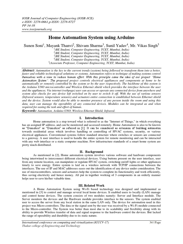 Home Automation System Using Arduino | PDF | Home Automation | Automation