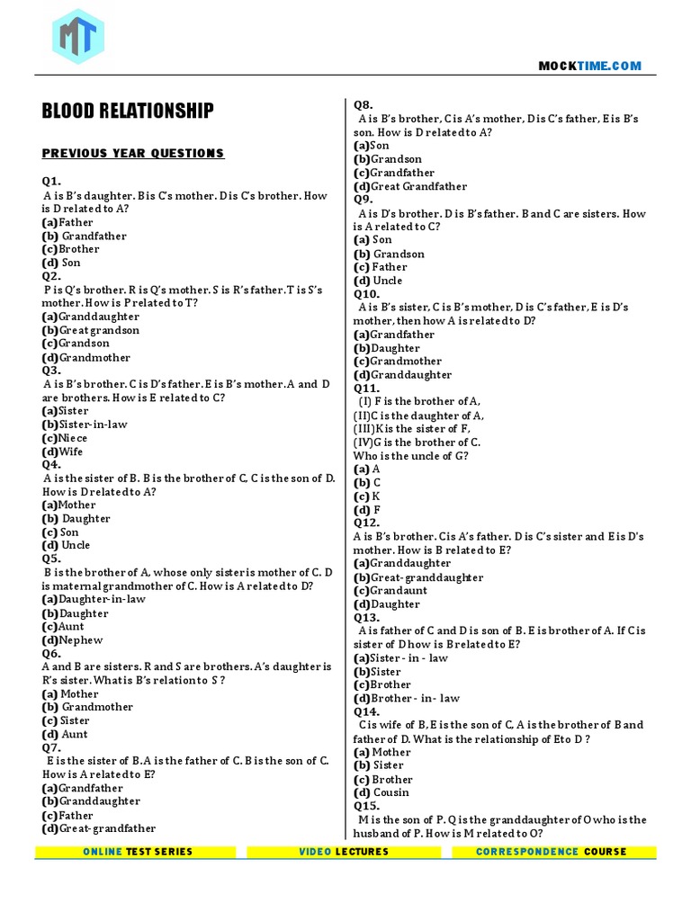 2 Blood Relationship Final For PDF | PDF | Living Arrangements ...