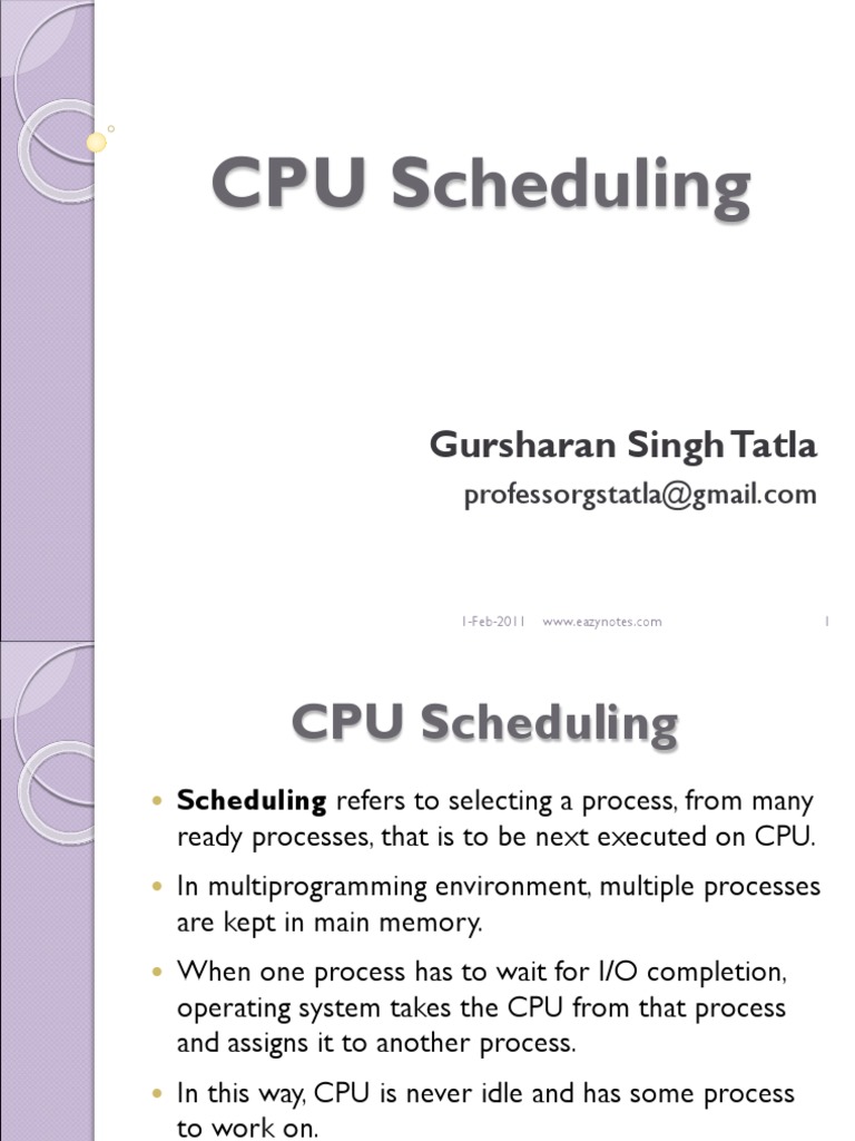 CPU Scheduling: Gursharan Singh Tatla | PDF | Scheduling (Computing) | Computer Data Storage
