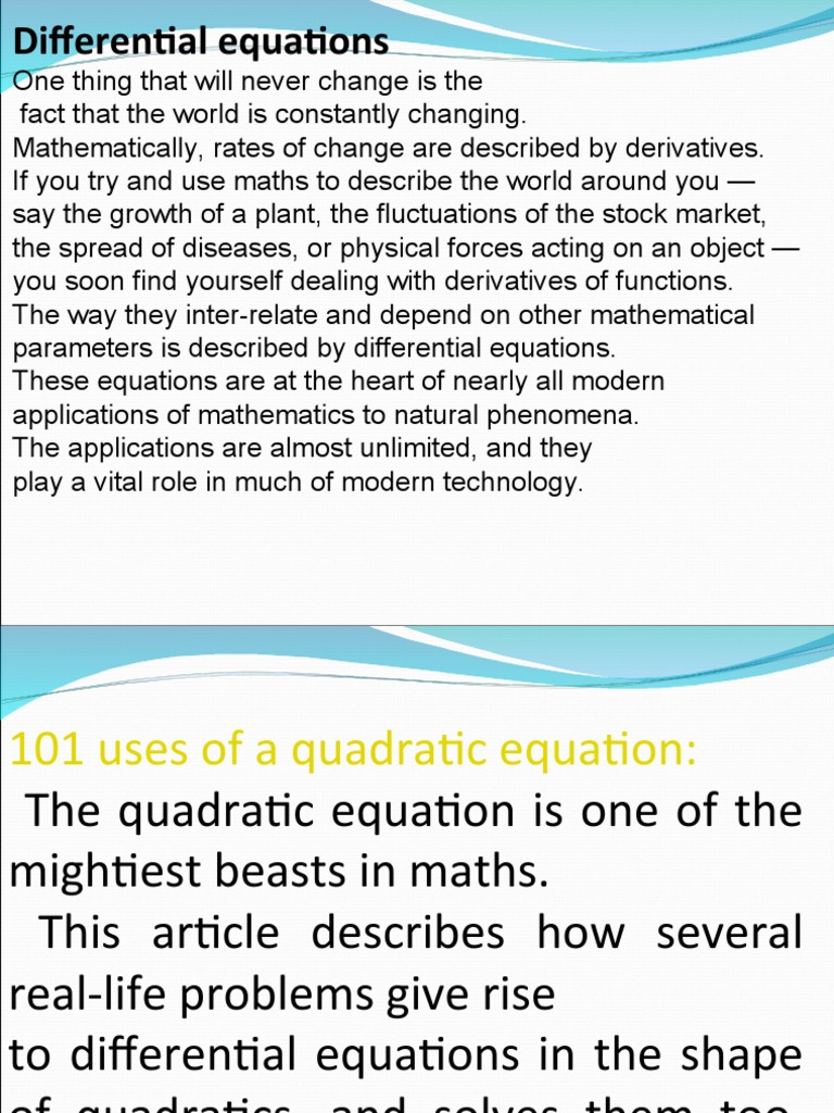 Real-Life Applications of Differential Equations | PDF | Differential ...