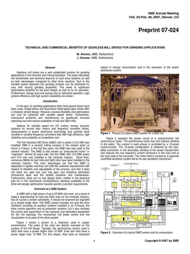 Technical and Commercial Benefits of Gearless Mill Drives For Grinding ...