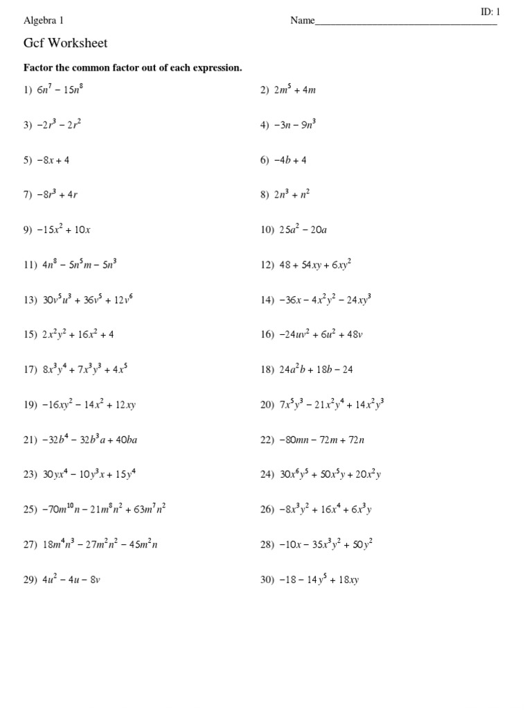 Factoring Worksheet With Answers | PDF | Algebra | Abstract Algebra