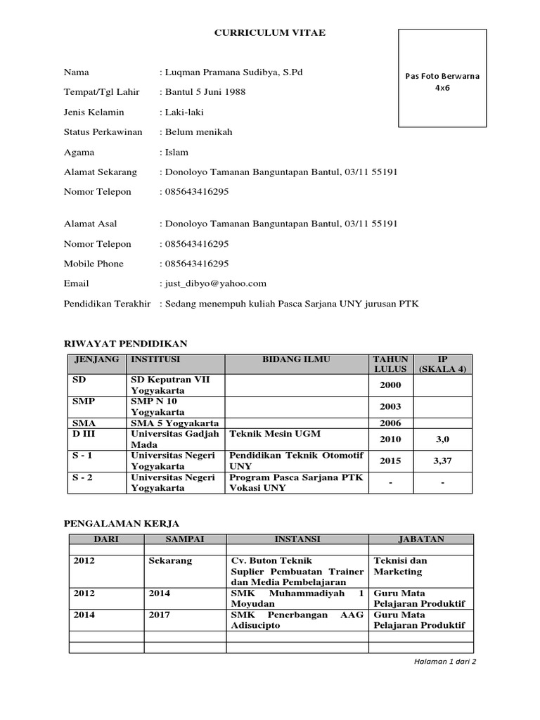 CV Luqman Pramana Sudibya | PDF