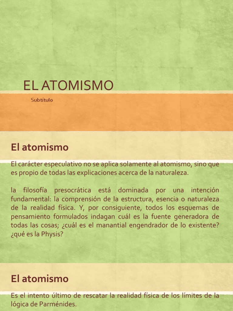 El Atomismo | PDF | Existencia | Filosofía