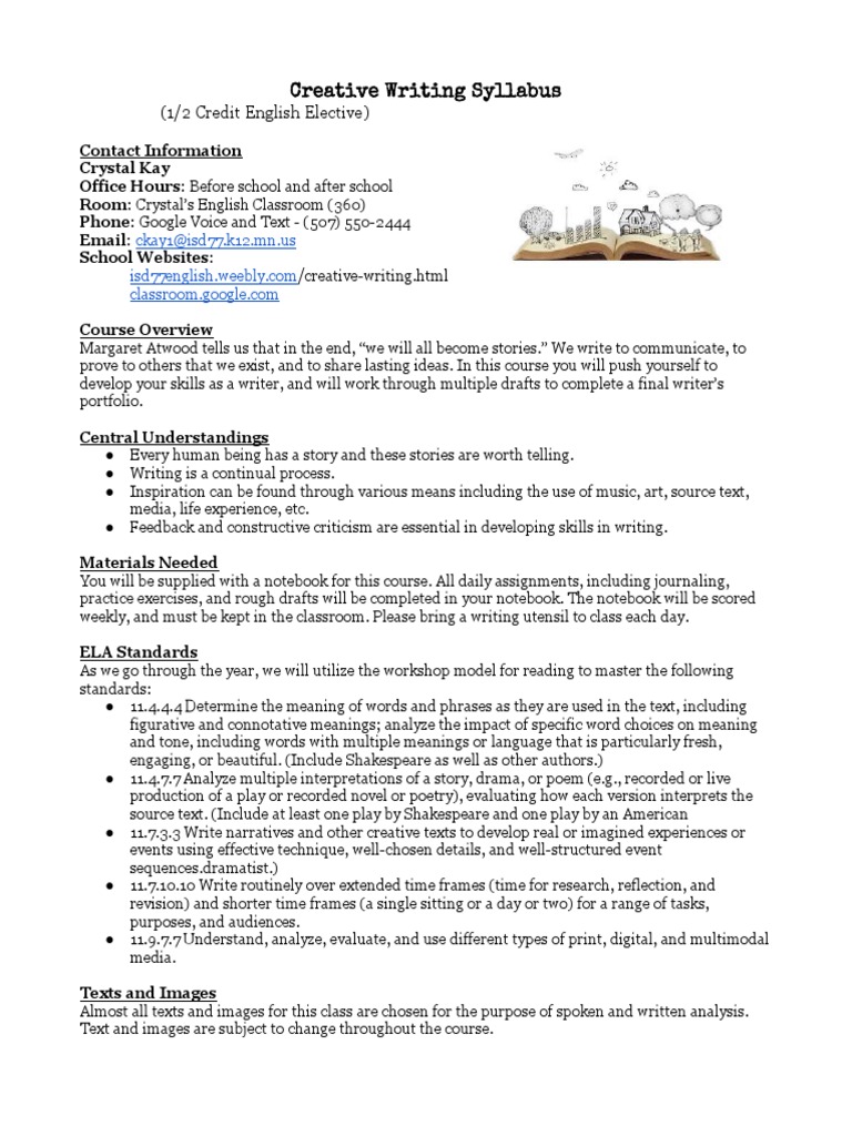 Creative Writing Syllabus | PDF | Poetry | Educational Assessment