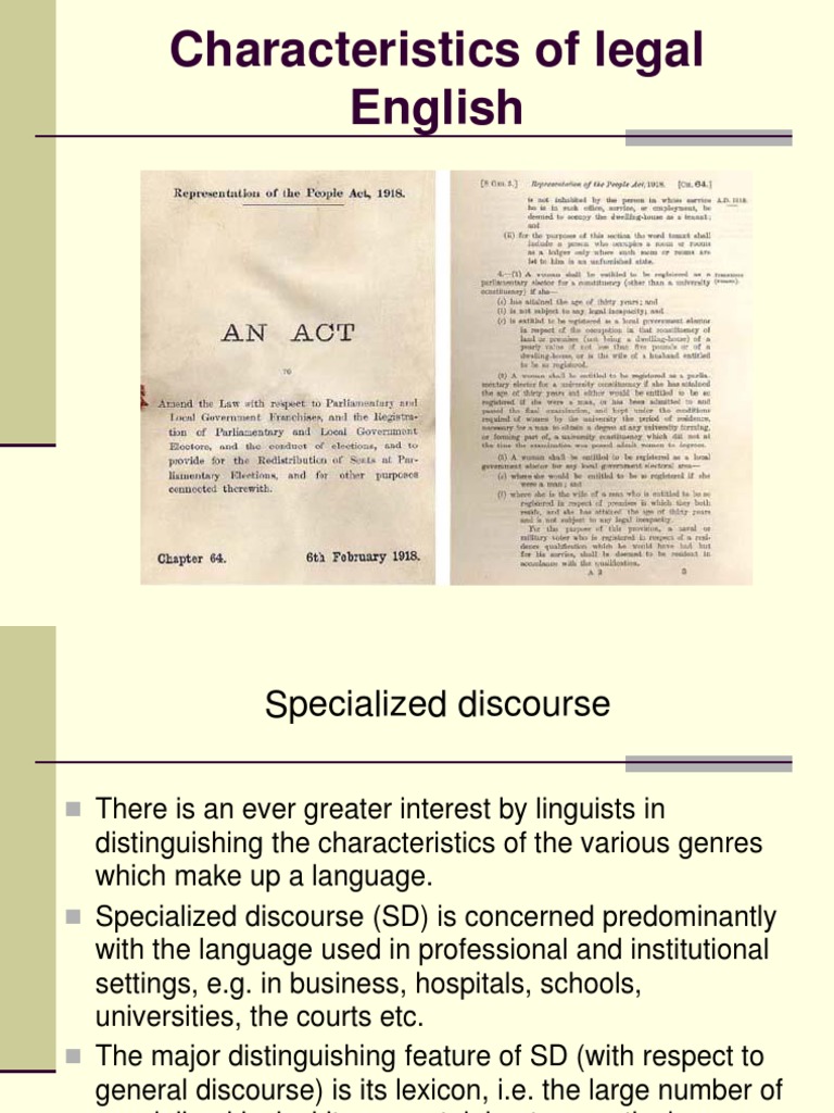 Characteristics of Legal English | PDF | Linguistics | English Language