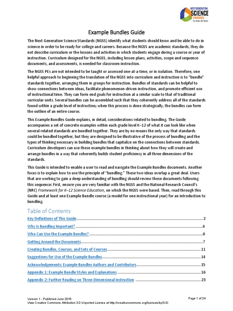 Example Bundles Guide | PDF | Science Education | Curriculum