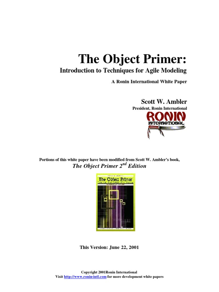 The Object Primer Introduction To Techniques For Agile Modeling Pdf Component Based