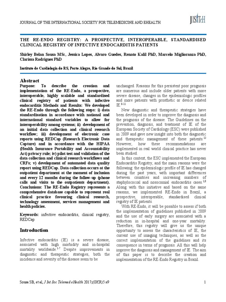 The Re-Endo Registry: A Prospective, Interoperable, Standardised ...