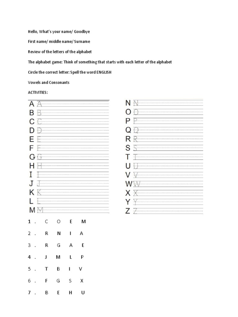 Simple ESL Lesson 1 | PDF