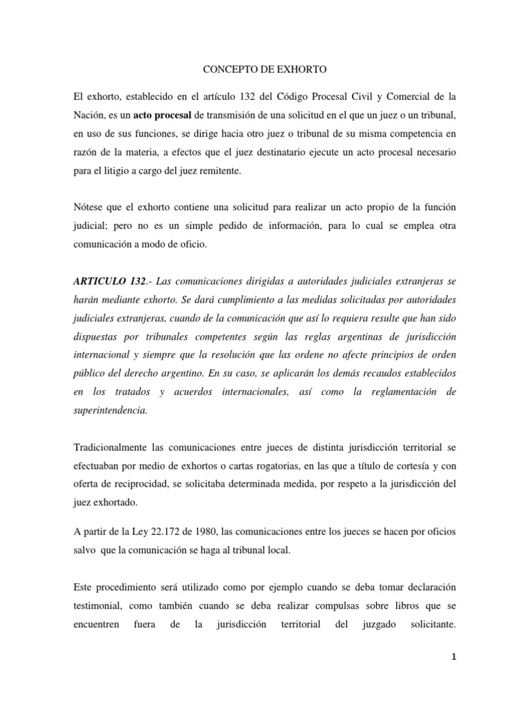Definición y función del exhorto judicial | PDF | Jurisdicción | Juez