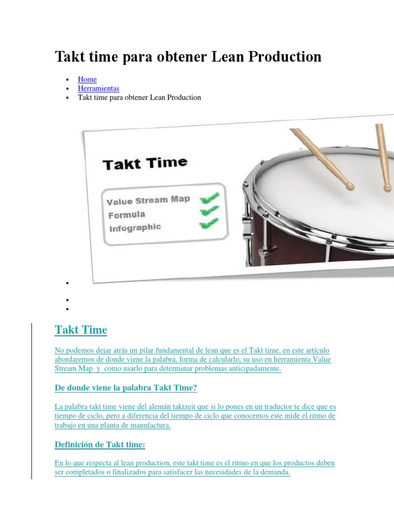 Takt Time para Obtener Lean Production | PDF | Información | Lean ...