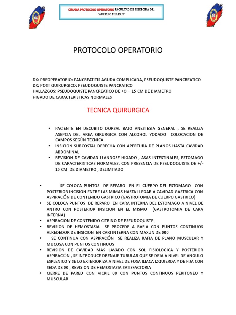 Protocolo Operatorio | PDF
