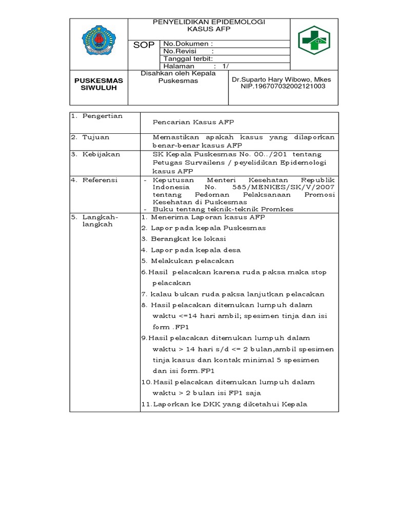 Surveilans AFP di Puskesmas Siwuluh | PDF | Pengembangan Diri ...