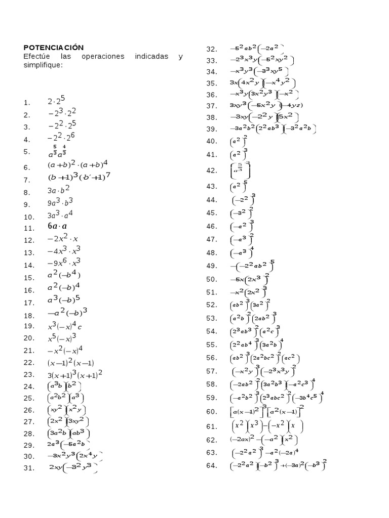 Ejercicios de Algebra | Entero | Conceptos matemáticos