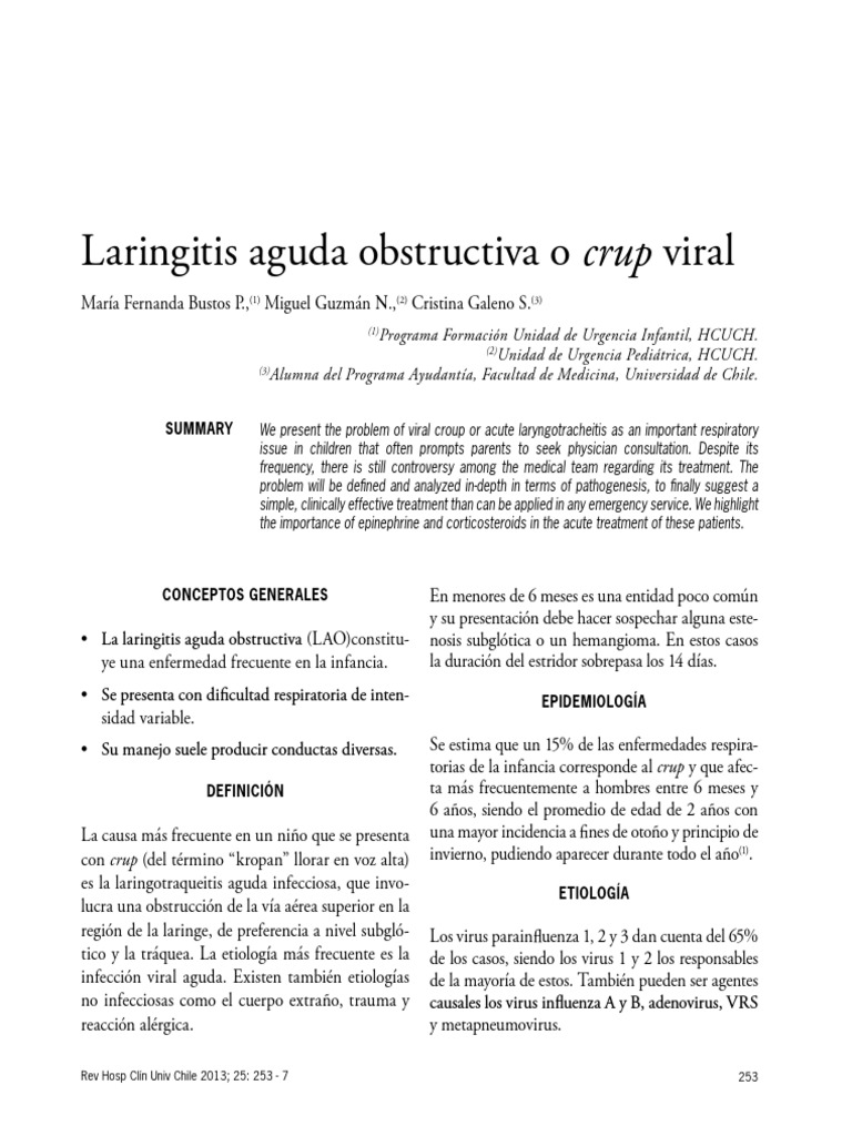 Laringitis Aguda Obstructiva | PDF | Tos | Especialidades Medicas
