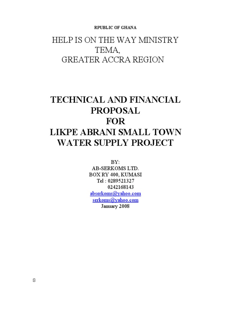 Technical Proposal PDF | Download Free PDF | Water Supply | Surveying
