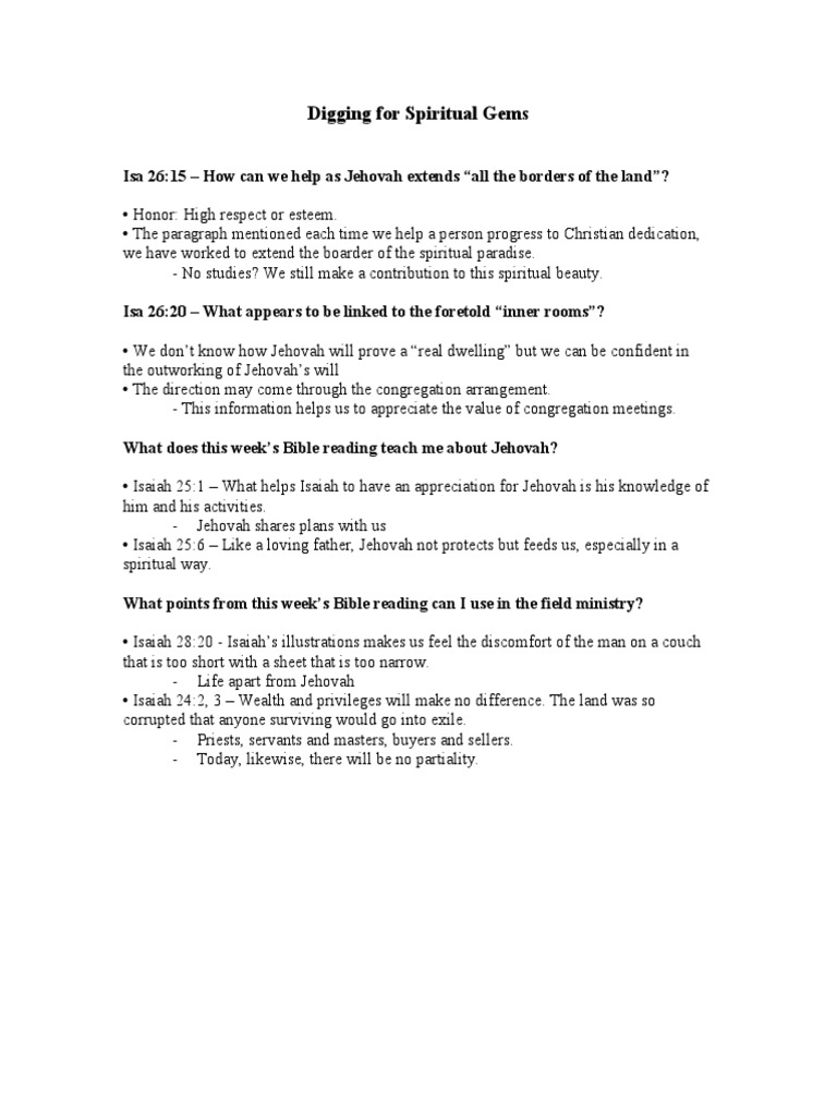 Digging For Spiritual Gems - 170103 | PDF