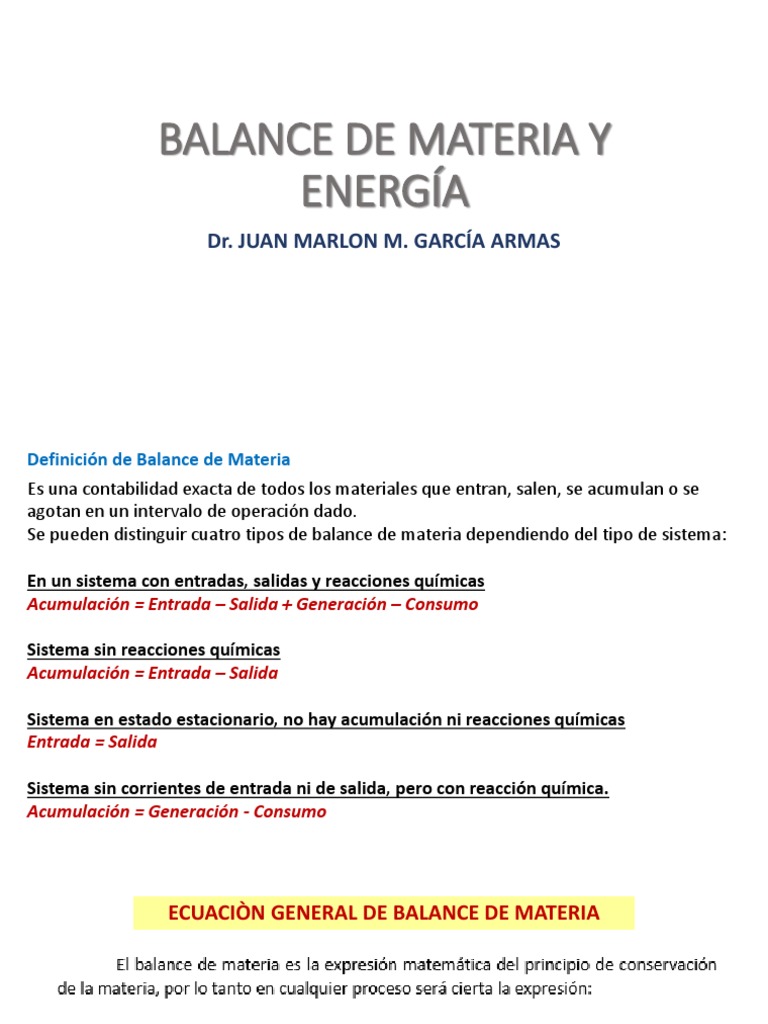 clase 2 balance de materia y energia.pdf | Materia | Calor
