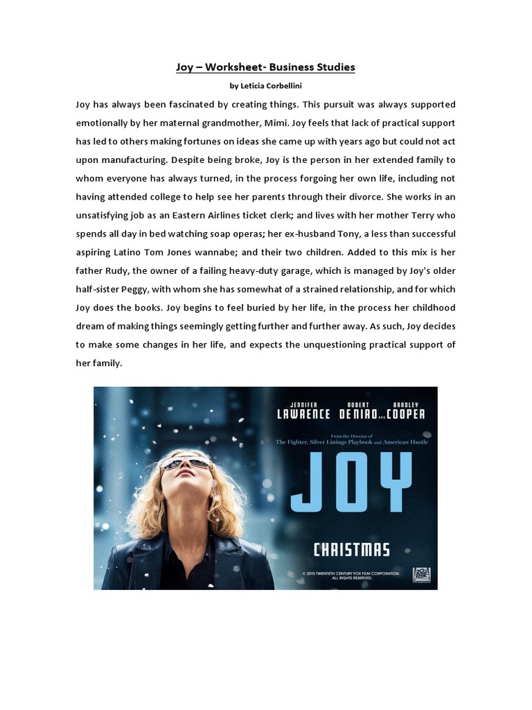 Joy Worksheet | PDF