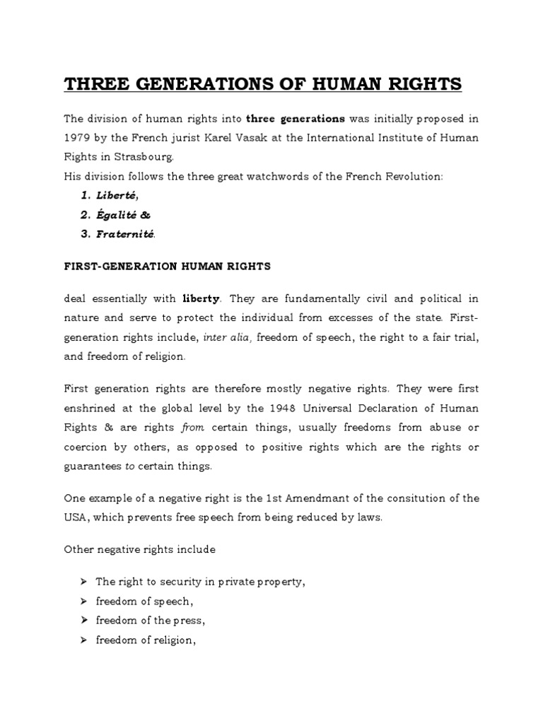 Three Generations of Human Rights Explained | PDF | Liberty | Rights