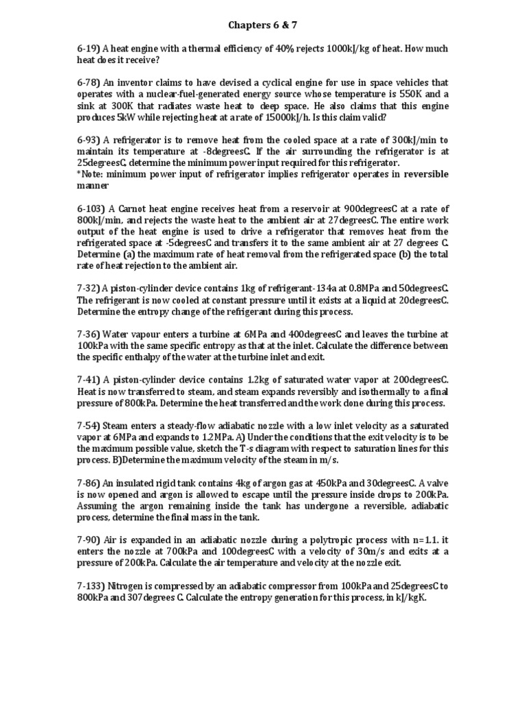 ENGR 251 - Tutorial - Chapter 6 & 7 | PDF | Heat | Atmospheric Thermodynamics