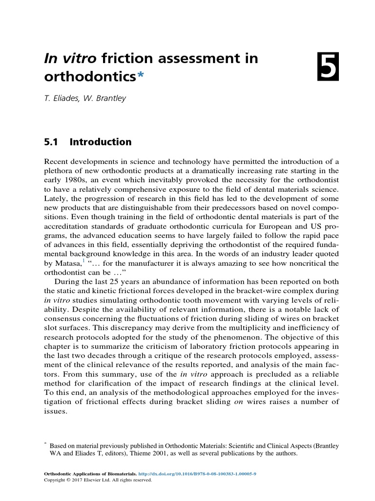 5 in Vitro Friction Assessment in Orthodontics 2017 Orthodontic ...