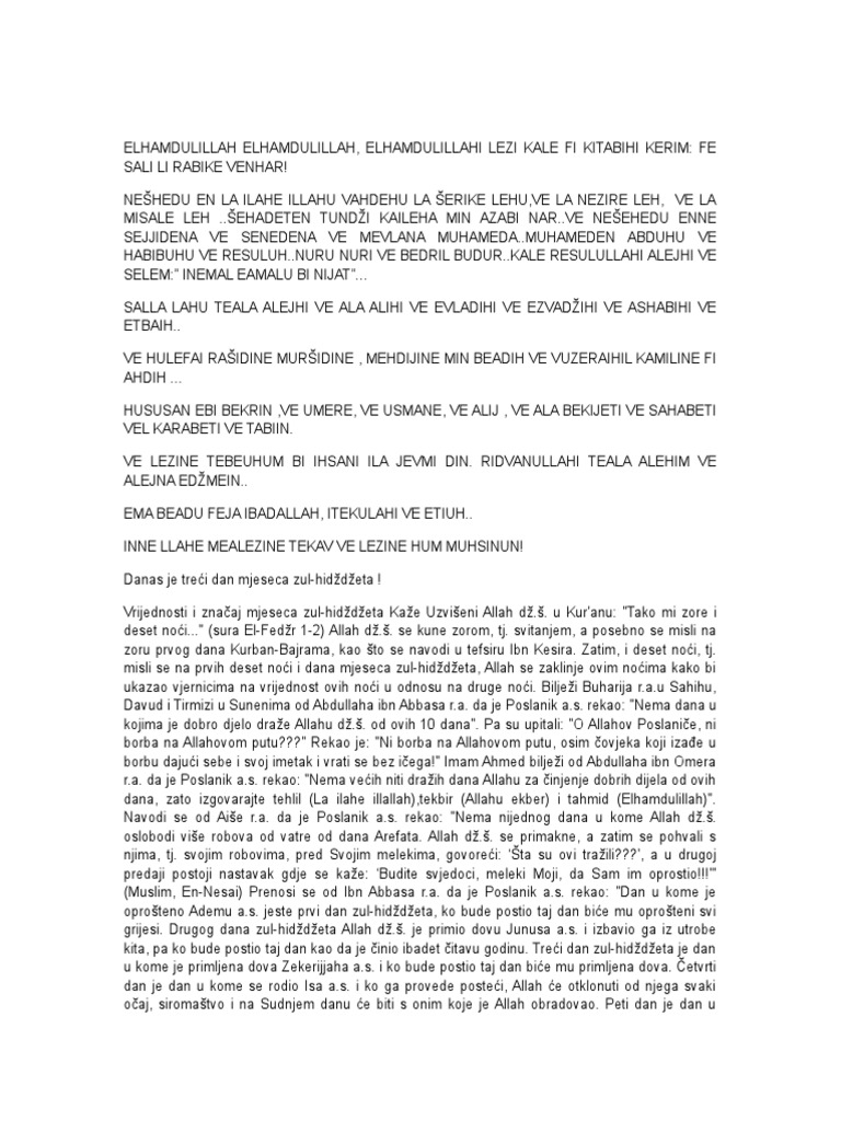 Hutba Pred Bajram | PDF