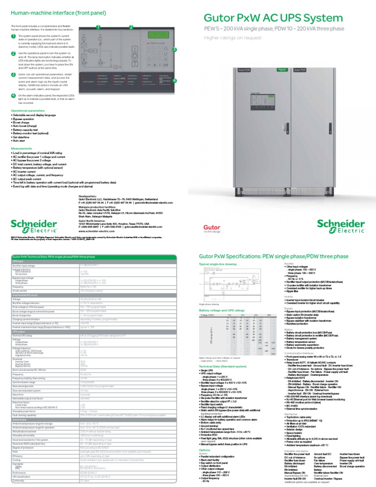 Gutor PXW AC UPS System 5 220 KVApdf | PDF | Power Inverter | Rectifier