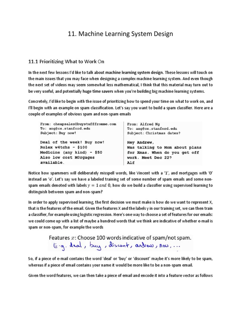 Machine Learning System Design PDF | PDF | Statistical Classification ...
