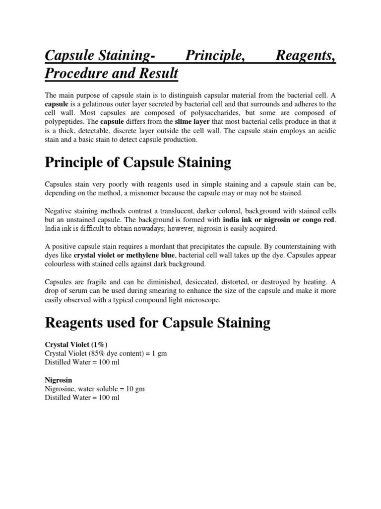 Capsule Staining Notes Simple | Download Free PDF | Staining | Microscopy
