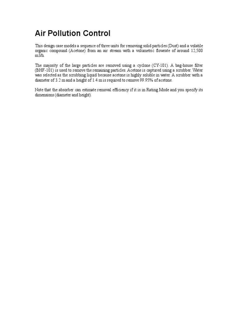 Air Pollution Control System Design | PDF | Science & Mathematics