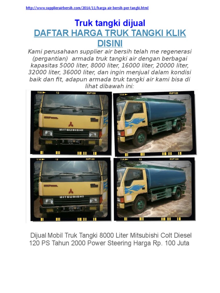 Mobil Truk Tangki Dijual | PDF