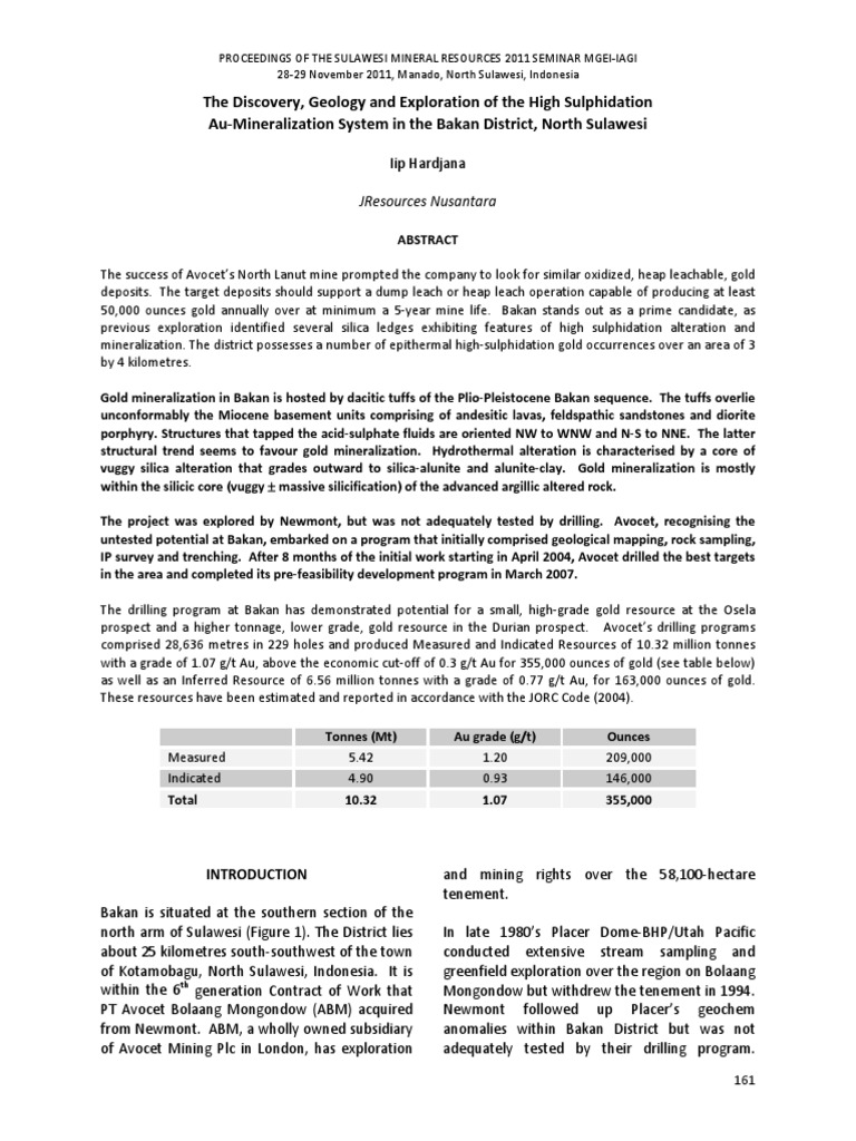 The Discovery, Geology and Exploration of The High Sulphidation Au ...