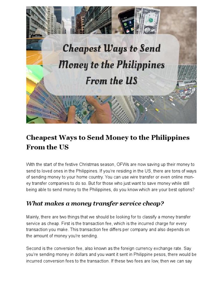 Cheapest Ways To Send Money | Download Free PDF | Wire Transfer ...