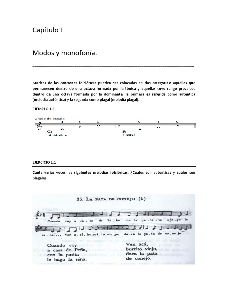 Capítulo 1. Modos y Monofonía | PDF | Modo (música) | Escala (música)