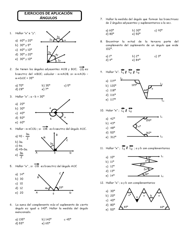 Practica de Angulos Segundo Bolo 2014 | PDF | Geometría Elemental ...