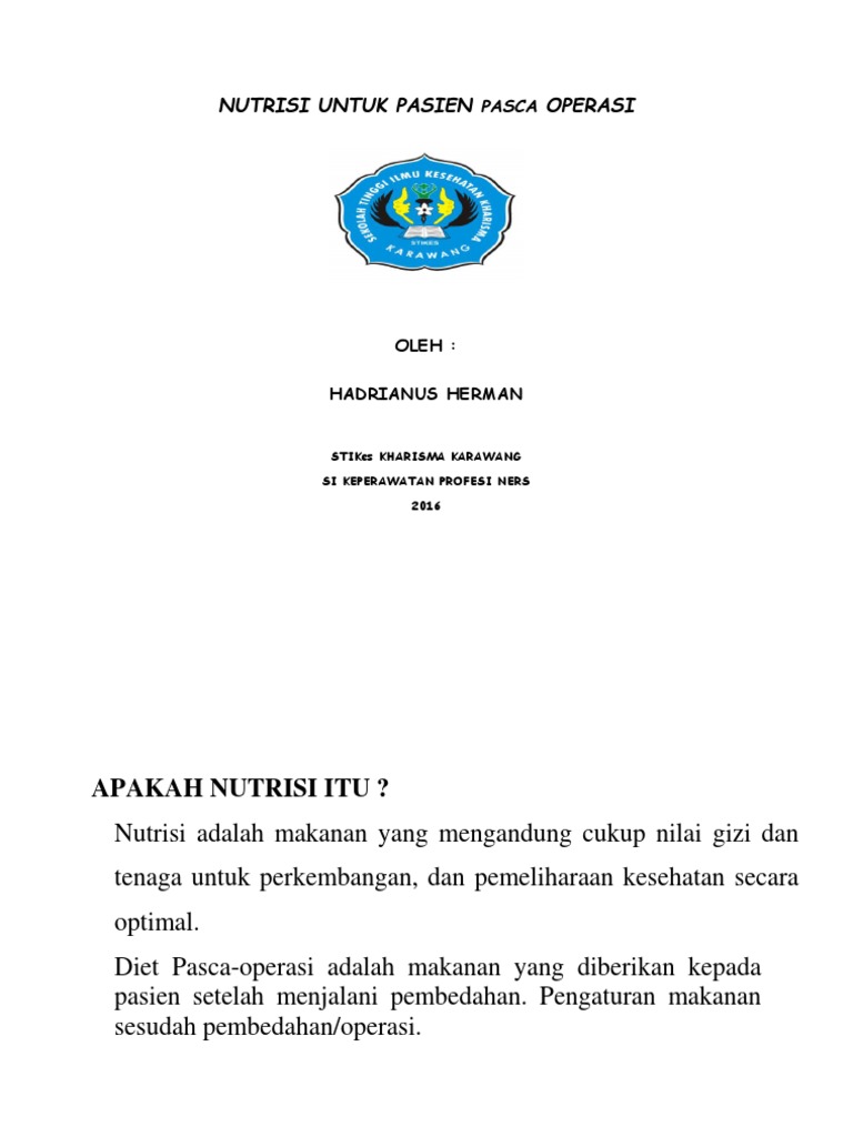 Nutrisi Untuk Pasien Pasca Operasi | PDF