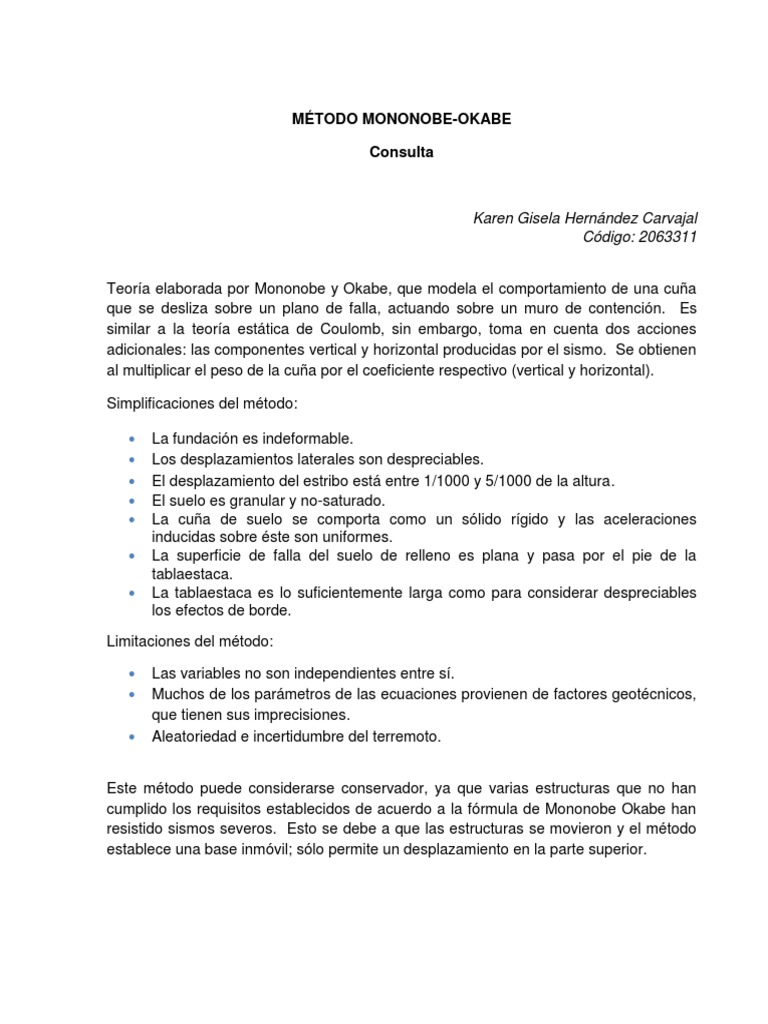 Metodo Mononobe Okabe | PDF | Falla (geología) | Temblores