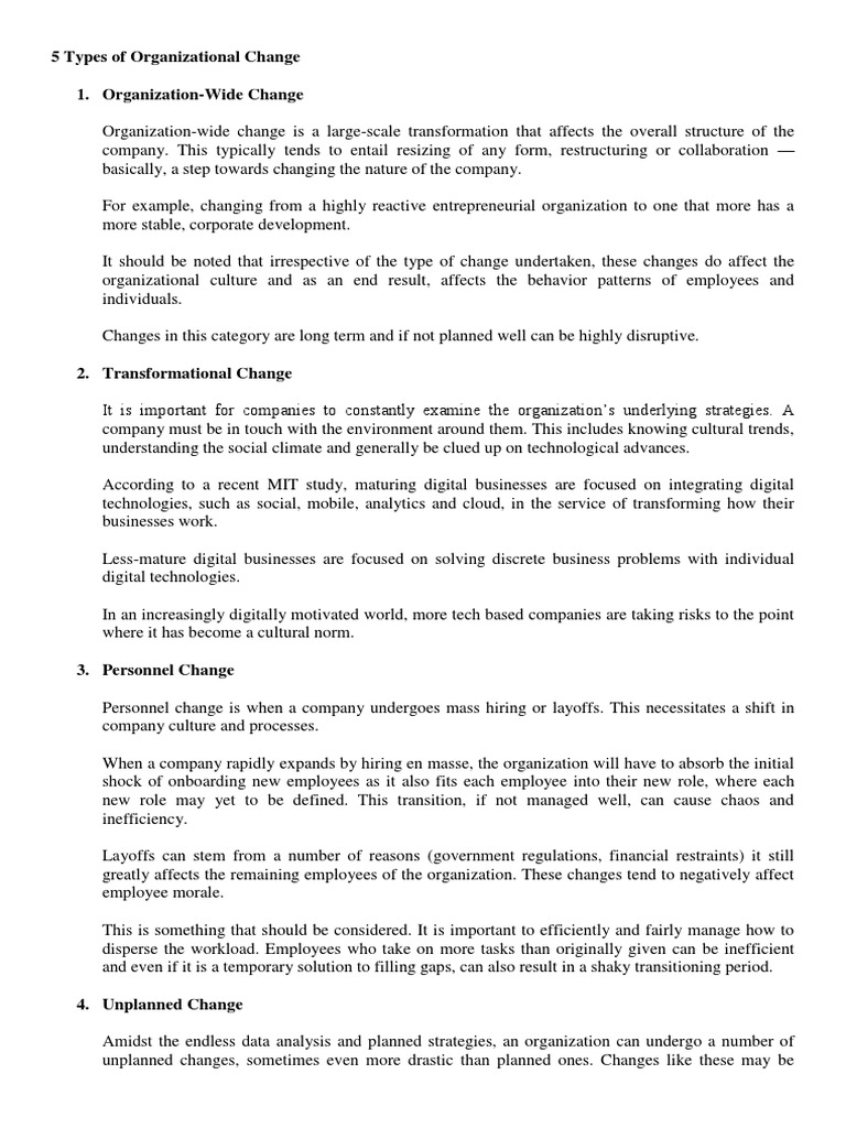 5 Types of Organizational Change | PDF | Business Process | Strategic ...