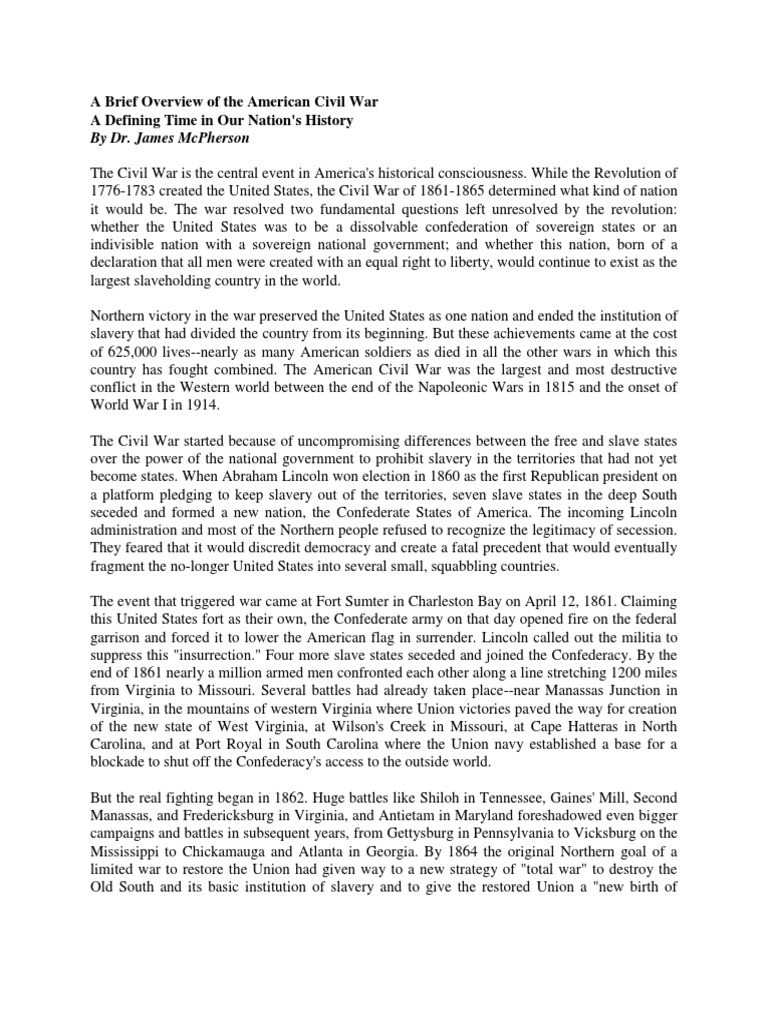 History 167 - A Brief Overview of The American Civil War | PDF ...