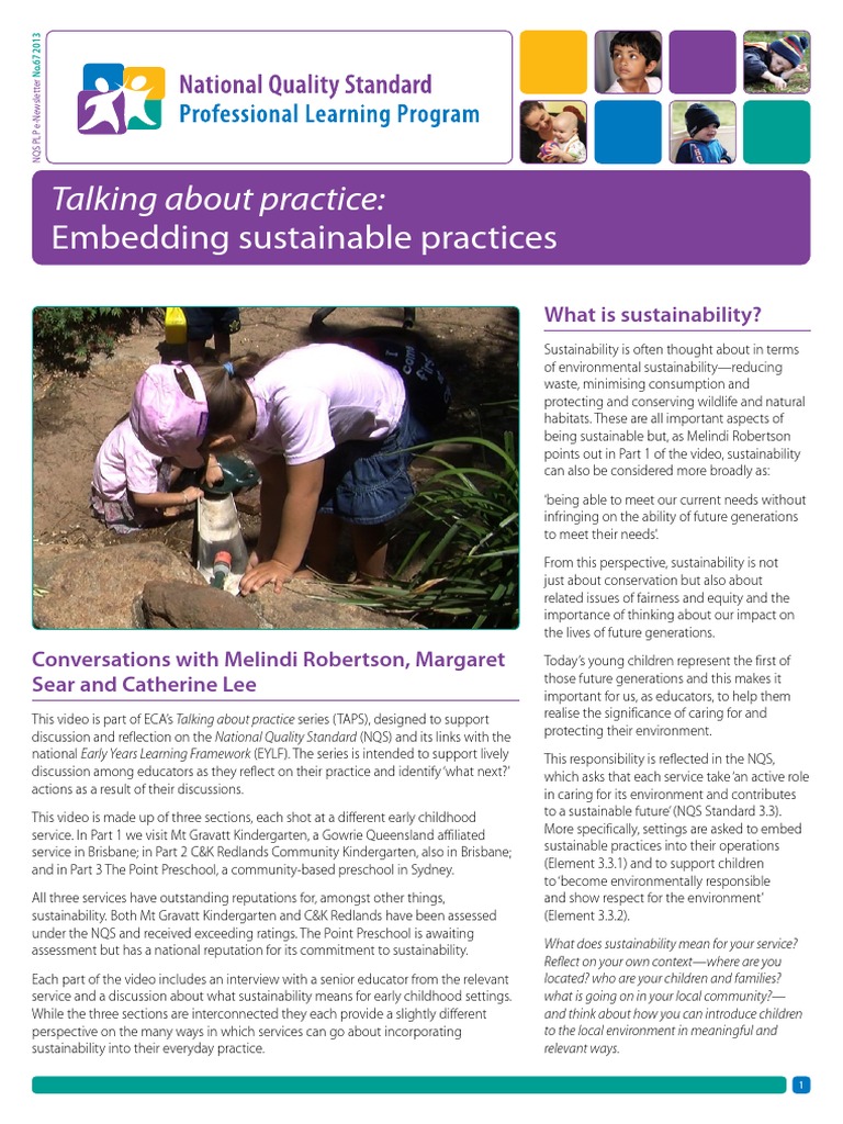 Embedding Sustainability in ECE Practices | PDF | Preschool ...