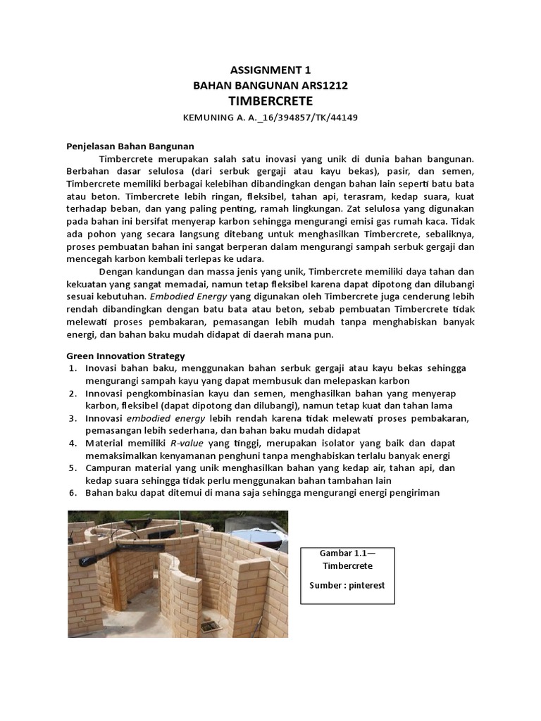 Inovasi Bahan Bangunan: Timbercrete | PDF | Griya & Taman | Sains ...