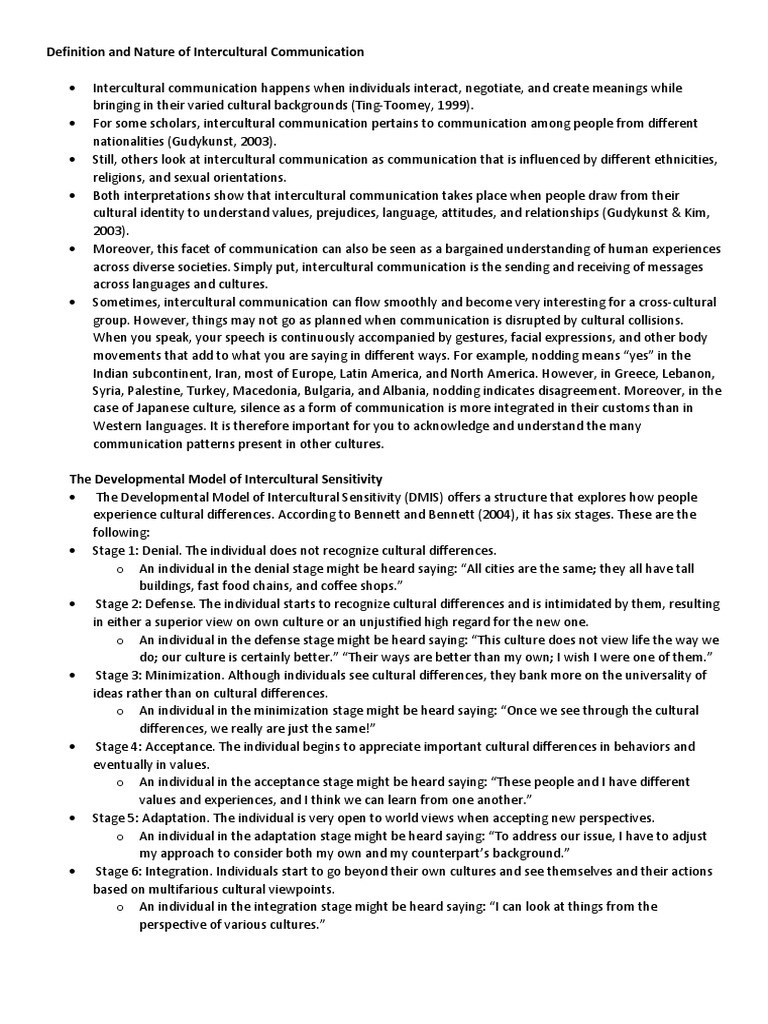 Definition and Nature of Intercultural Communication | PDF | Cross ...