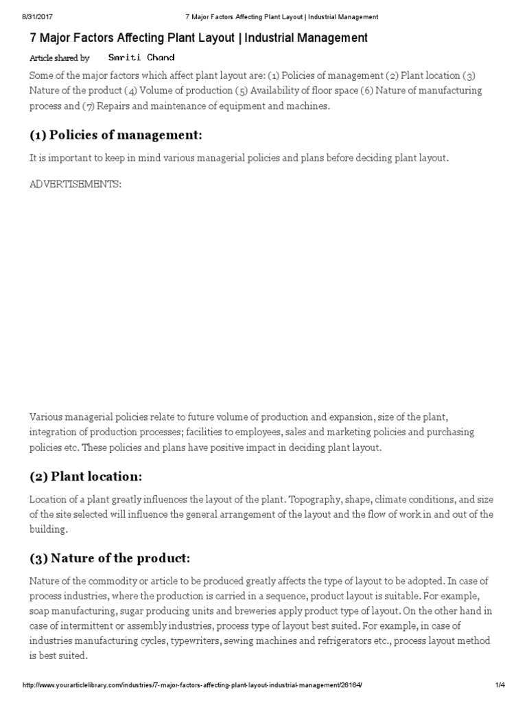 Factors Influencing Plant Layout Design | PDF | Mass Production | Petroleum