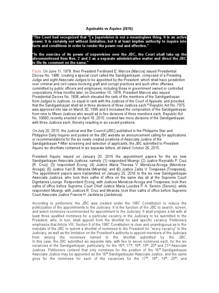 Aguinaldo Vs Aquino | PDF | Standing (Law) | Judiciaries