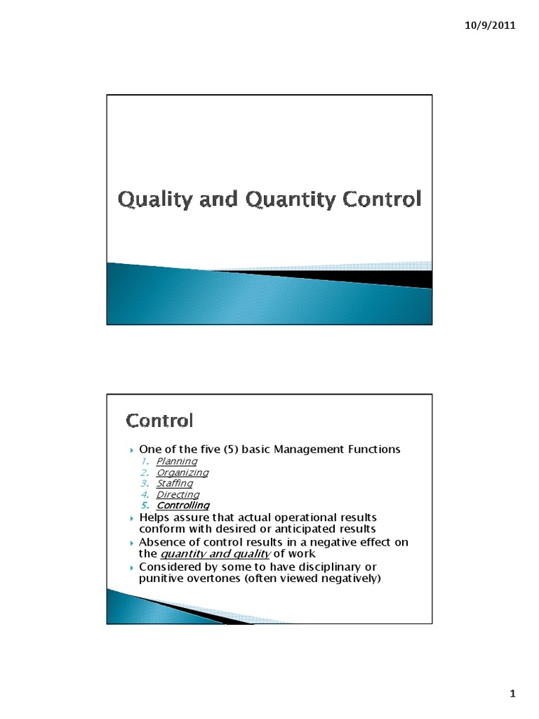 Quality and Quantity Control | PDF | Accuracy And Precision | Statistics