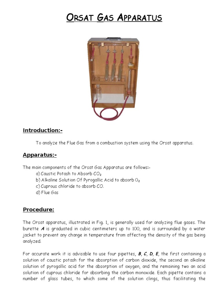 Orsat Gas Apparatus | Gases | Carbon Dioxide